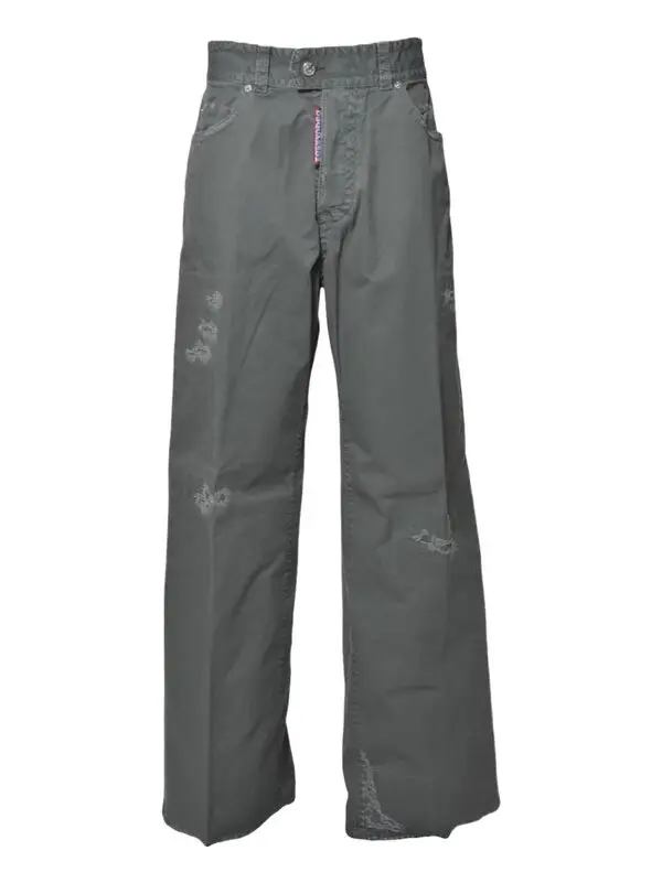 Dsquared2 Distressed Straight-leg Trousers - Sage Green