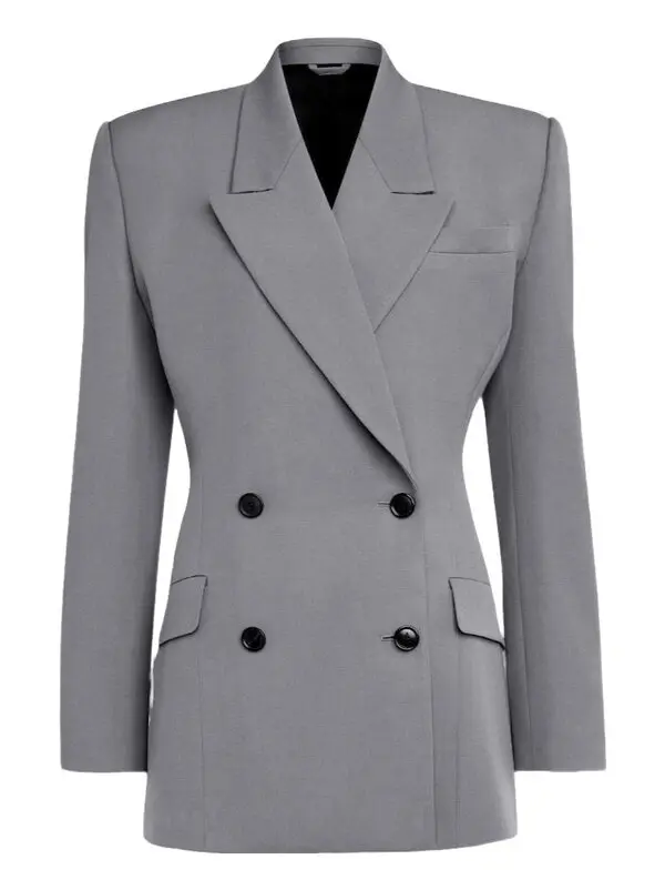 Alaïa Double-breasted Gabardine Blazer - Gray