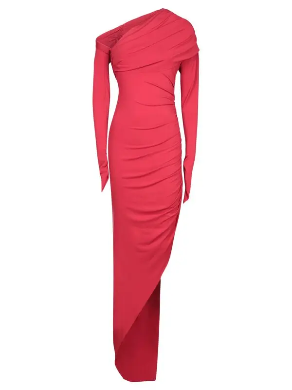 Amen Draped Asymmetric Maxi Dress - Red