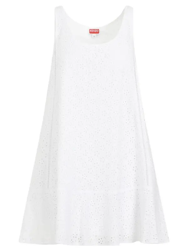 Kenzo Sleeveless Broderie Anglaise Dress - White