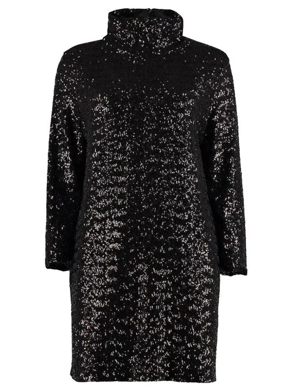 Fabiana Filippi Sequin Embellished High-neck Mini Dress - Black