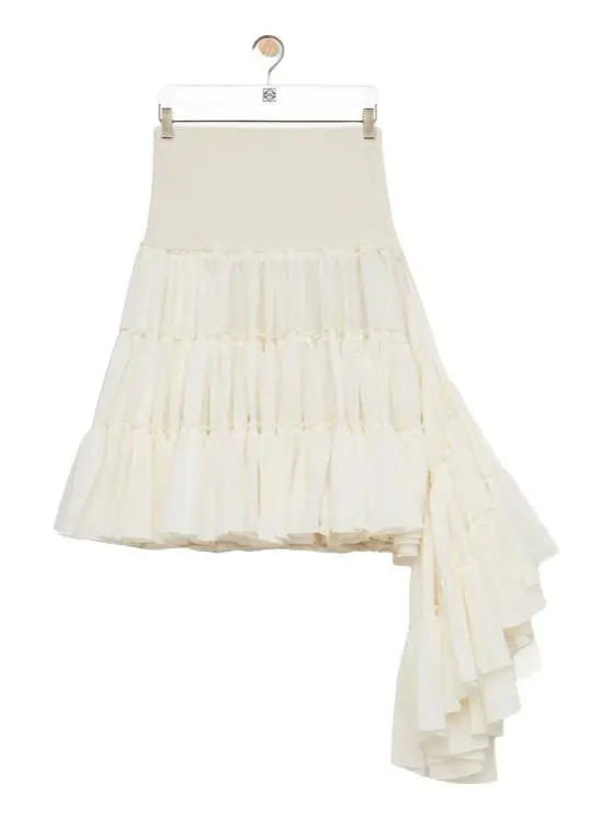 Loewe Ruffled Silk Skirt - Off-white