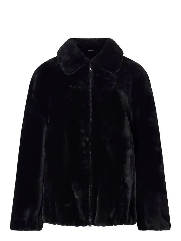 Nour Hammour Long-sleeved Fur Coat - Black