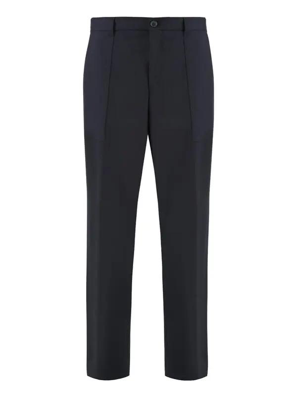 Hugo Boss Wool Trousers With Side Pockets - Black