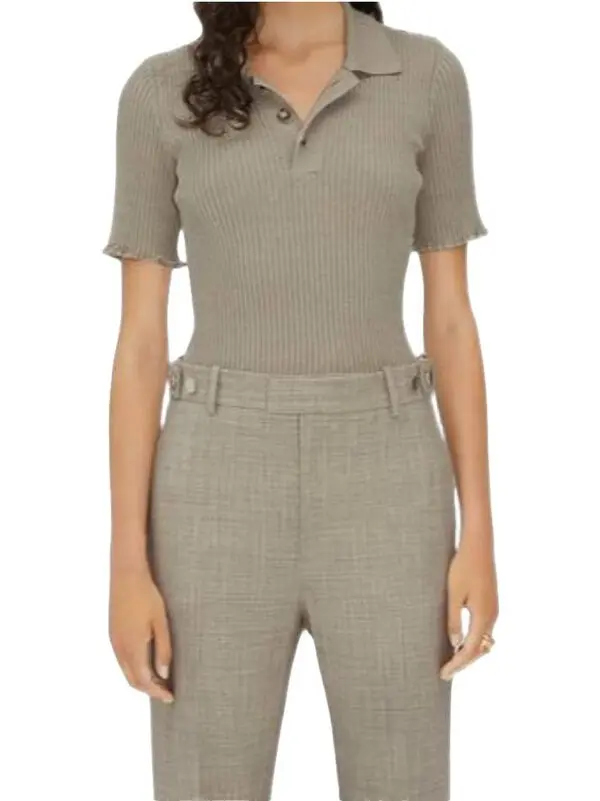 Bottega Veneta Ribbed-knit Melange Polo - Nude