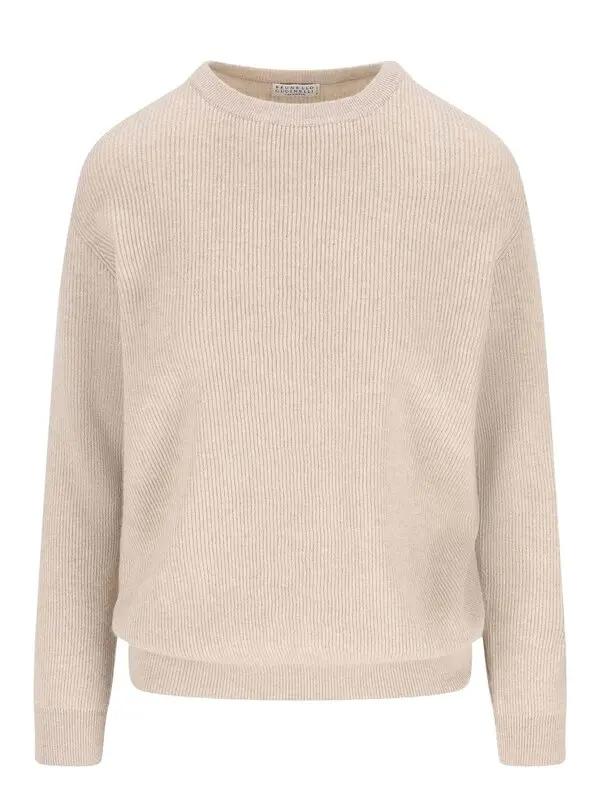 Brunello Cucinelli Crewneck Ribbed Knit Sweater - No