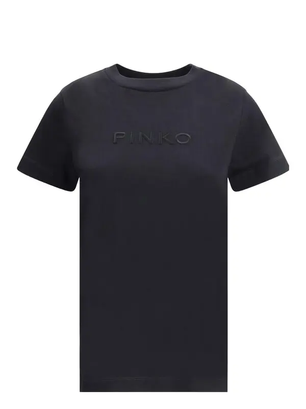 Pinko Logo Detailed Crewneck T-shirt - Black