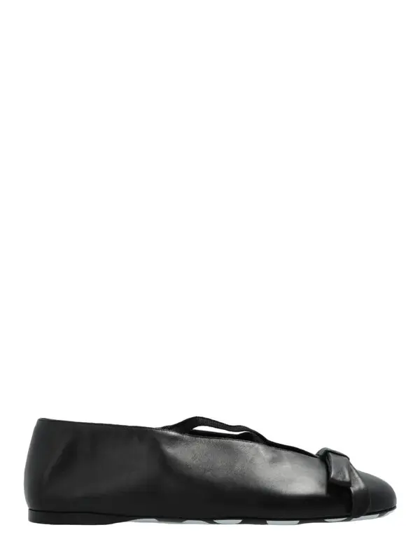 Moschino Bow Detail Leather Ballet Flats - Black