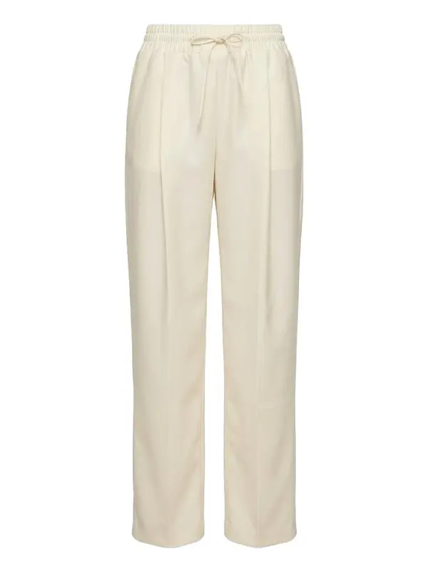 AYA MUSE Ribbed Elastic Waist Trousers - Nude