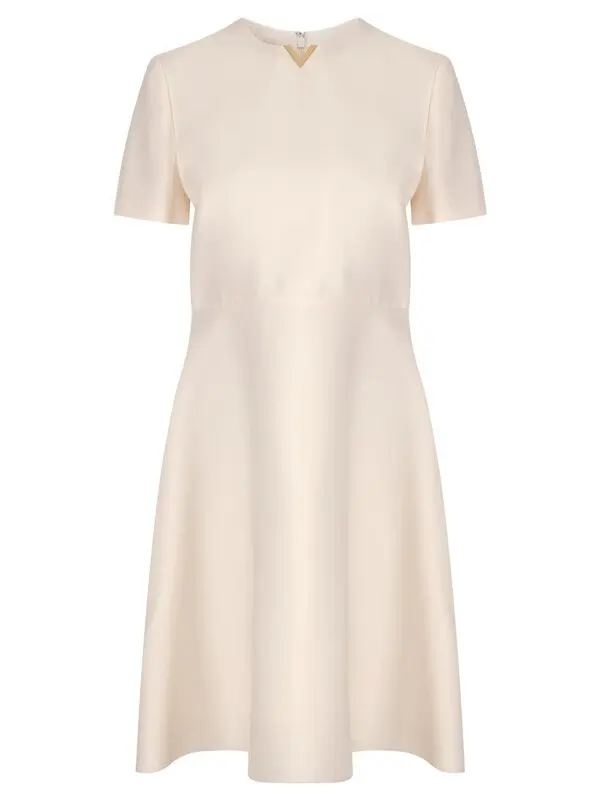 Valentino Garavani Vlogo Crewneck Flared Dress - Ivory White