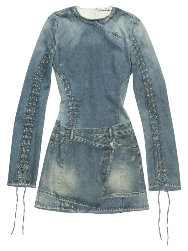 Acne Studios Lace-up Denim Mini Dress - Medium Blue