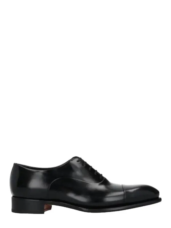 Santoni Round Toe Cap Toe Oxfords - Black