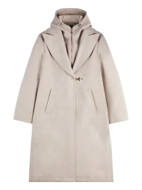 FAY Double Wool Jersey Coat - Light Brown