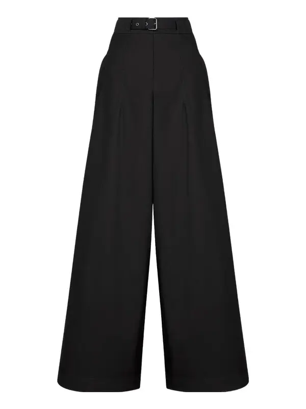 Dior High-waist Flared Pants With Buckle Detail - Black