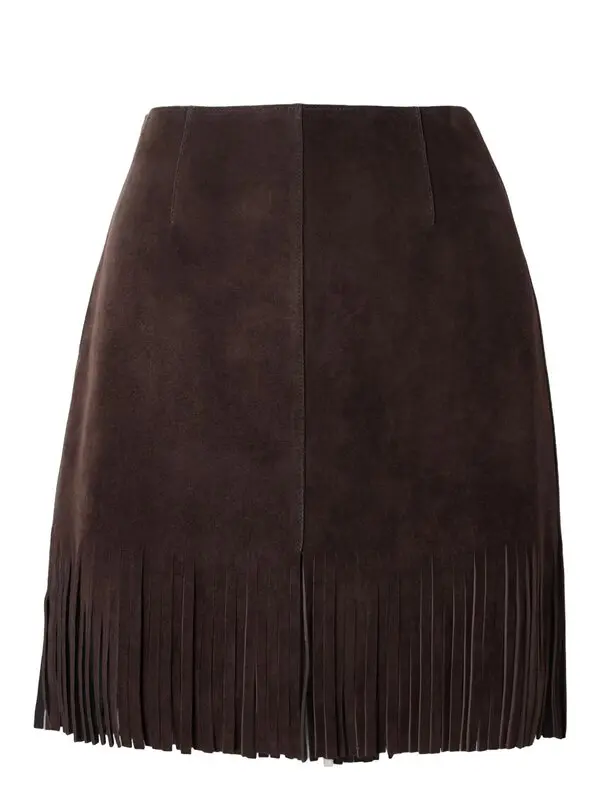 Etro Fringe Suede Skirt - Brown