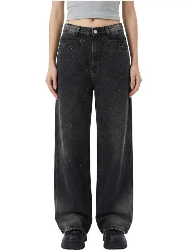 Marissa Chiara Embellished Wide Leg Jeans - Black