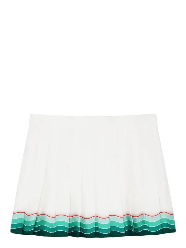 Casablanca Pleated Tennis Skirt With Wave Hem Detail - White