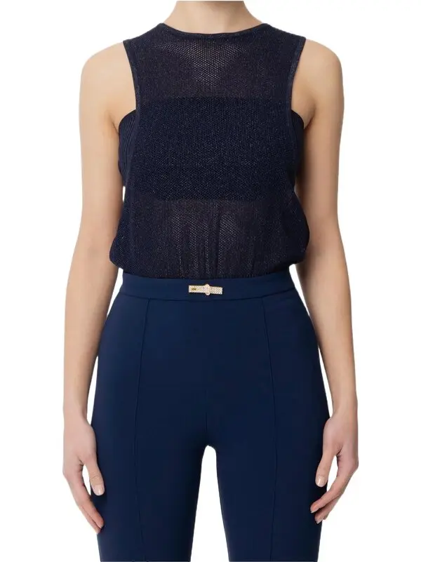 Elisabetta Franchi Sleeveless Crewneck Lurex Knit Top - Ultramarine