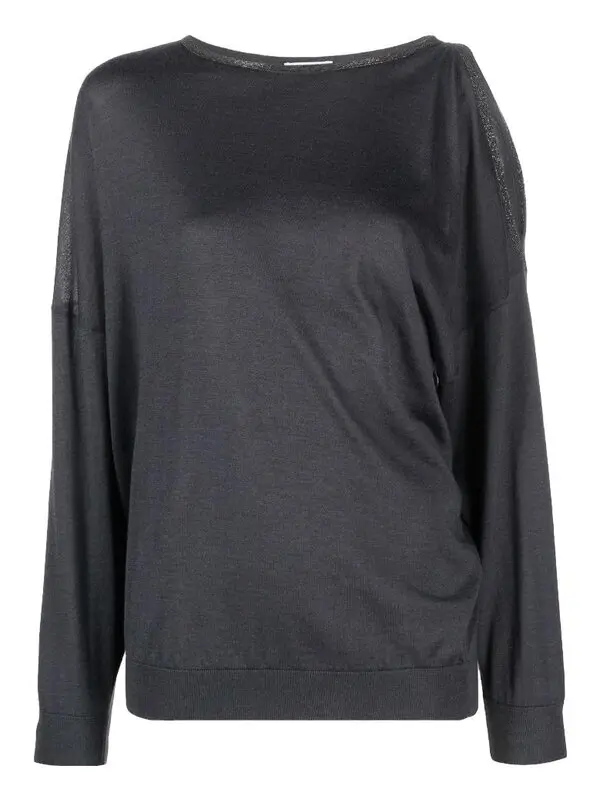 Brunello Cucinelli Cold Shoulder Jumper - Black