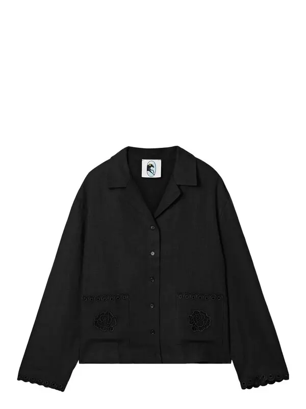 Sleeper Sofia Embroidered Linen Shirt - Black