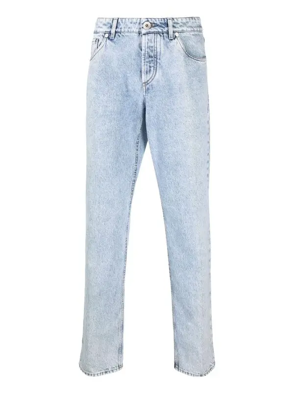 Brunello Cucinelli Light Wash Straight Leg Jeans - Blue