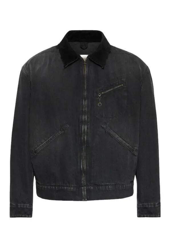 MAISON MARGIELA Zip-up Denim Jacket With Corduroy Collar - Black