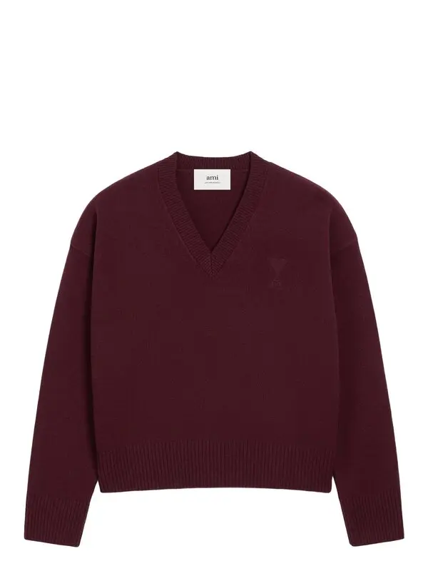 Ami De Coeur V-neck Sweater - Wine Red