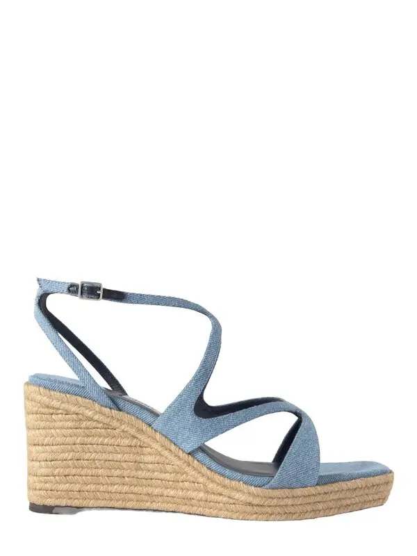 JIMMY CHOO Ayla 85 Denim Platform Espadrilles - Nude