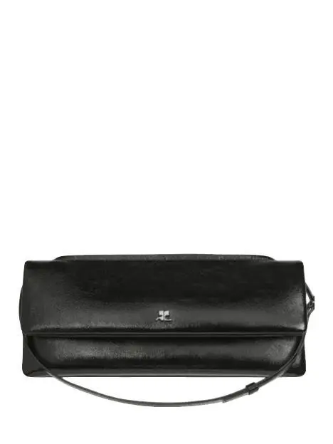 COURREGES Naplack Leather Clutch Bag - Black