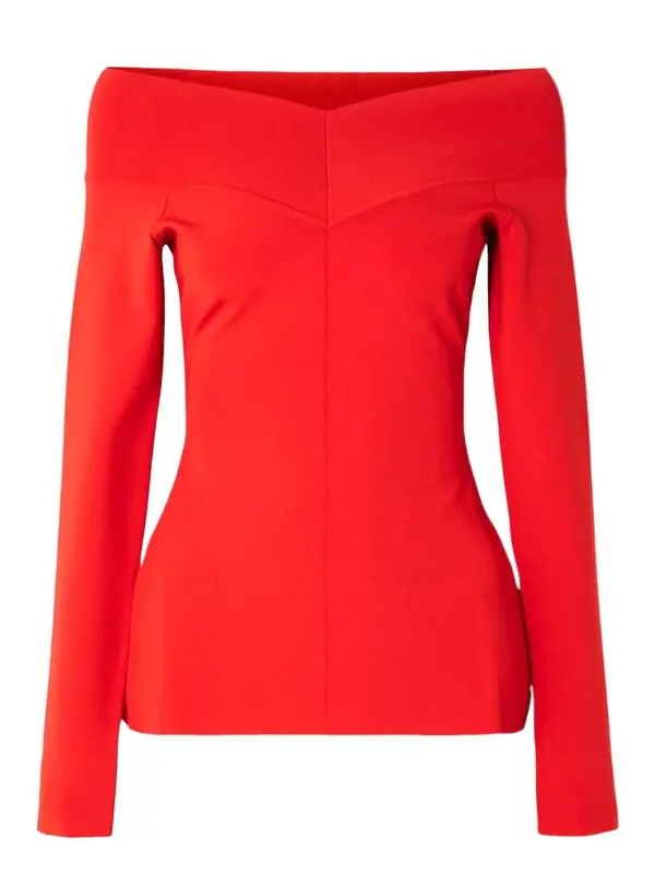Stella McCartney Bardot Off-shoulder Patchwork Top - Red