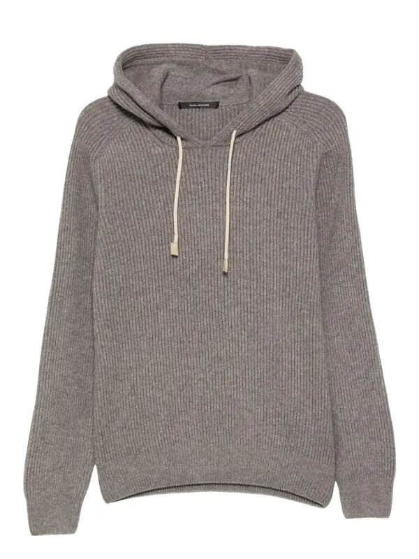 Tagliatore Ribbed Knit Hooded Sweater - Tortora