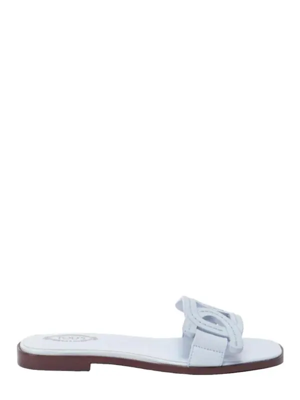 TOD'S Leather Chain Detail Flat Sandals - White