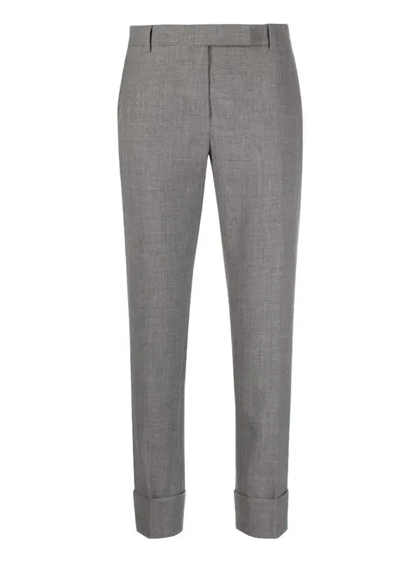 Thom Browne Cropped Tailored Trousers With Iconic Stripes - Medium Gray