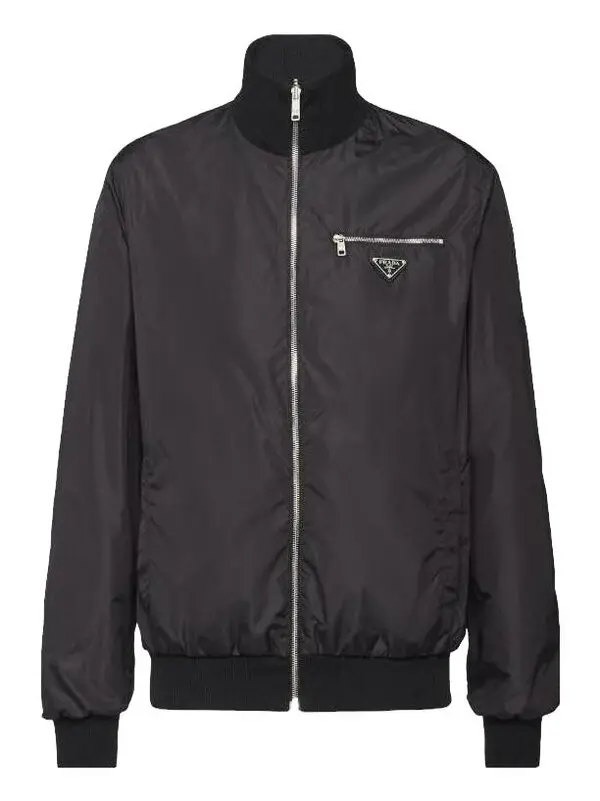 Prada Logo Plaque Reversible Bomber Jacket - Black