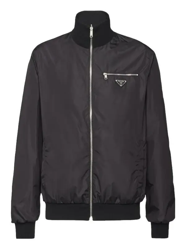 Prada Logo Plaque Reversible Bomber Jacket - Black
