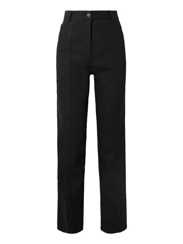 Cecilie Bahnsen Bliss Embroidered Cotton Gabardine Straight-leg Pants - Black