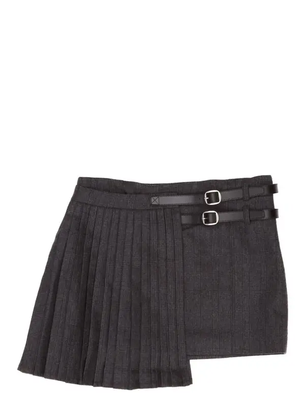 Coperni Pleated Mini Skirt With Buckled Belt - Grey