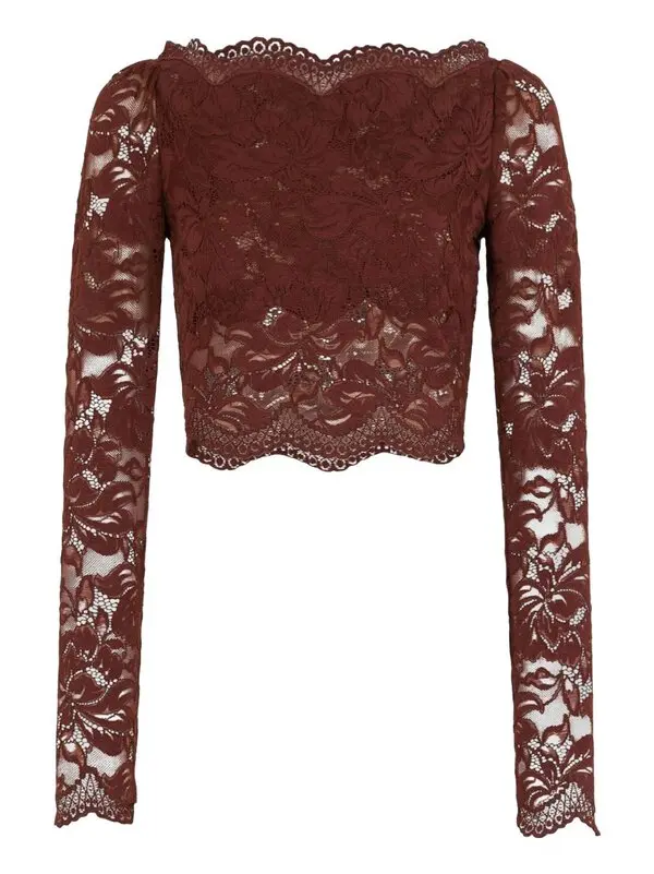 Rabanne Off-shoulder Lace Crop Top - Red