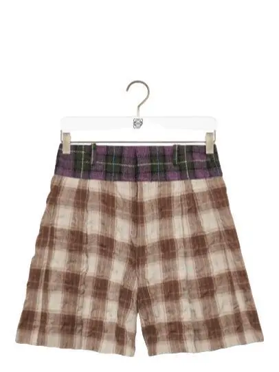 Loewe Checked Plaid Relaxed Fit Shorts - Brown/pink