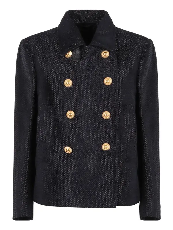 TOM FORD Double-breasted Cropped Peacoat - Black