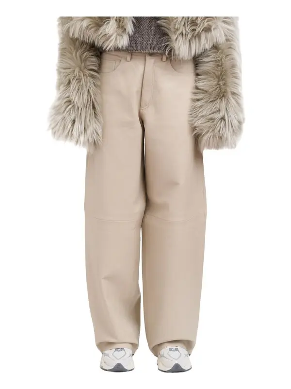 HAIKURE Bethany Wide-leg Leather Trousers - Nude