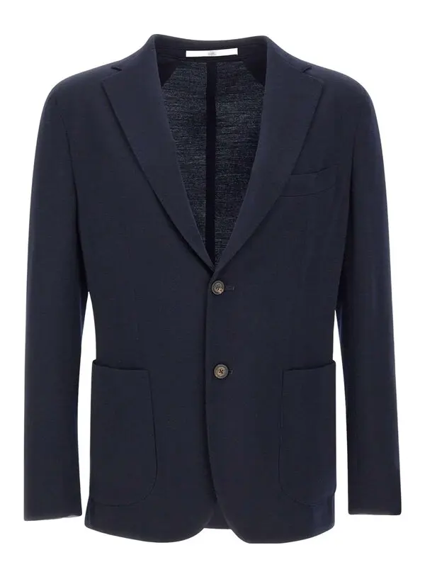 Eleventy Soft Slim-fit Blazer With Logo Button Closure - Black