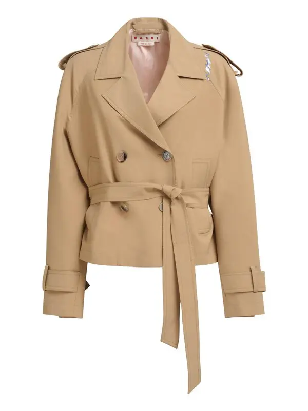 Marni Double-breasted Short Trench Jacket With Detachable Waistband - Winterwheat