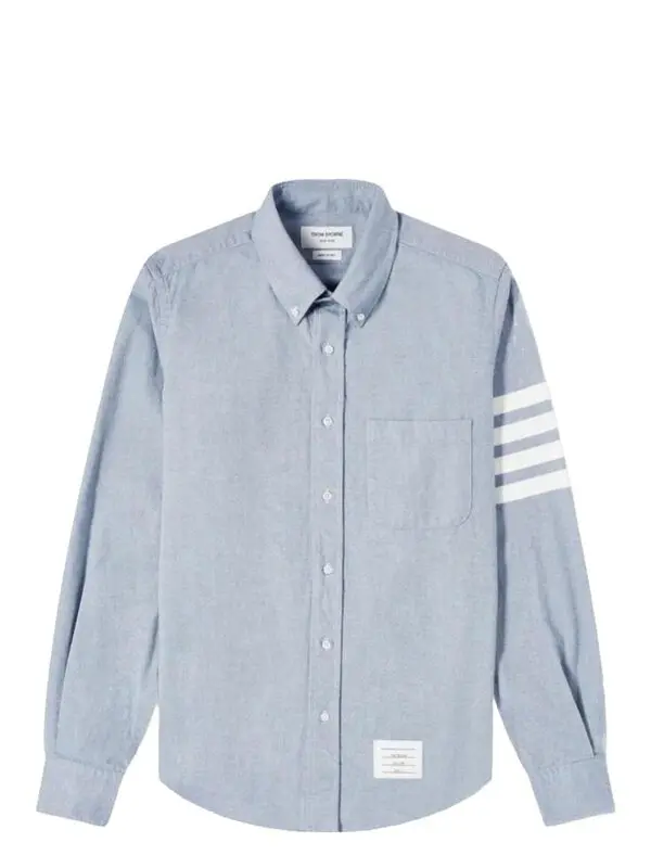 Thom Browne Flannel 4-bar Straight Fit Shirt - Light Blue