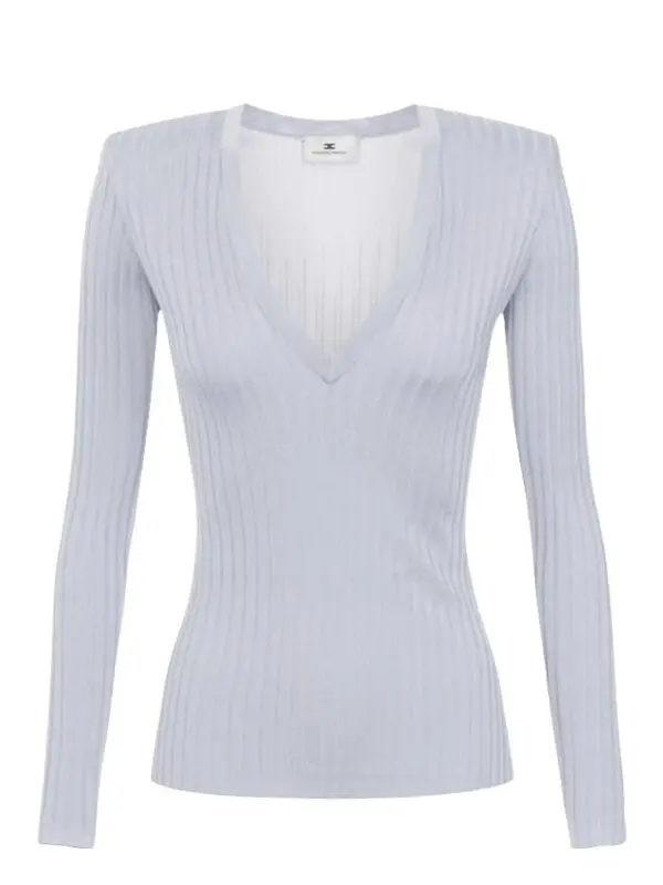 Elisabetta Franchi Long-sleeved V-neck Jumper - White