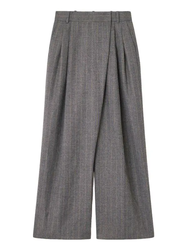 GANNI Striped Crossover Wide-leg Trousers - Grey