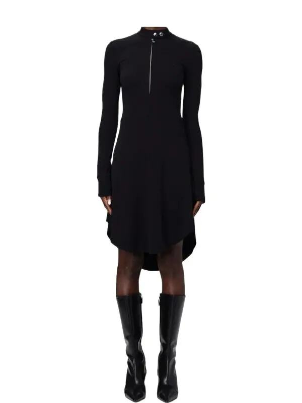 COURREGES Long Sleeve Dress With Curved Hem - Black