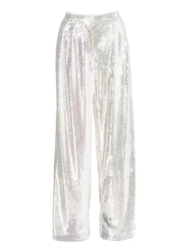 ROTATE BY BIRGER CHRISTENSEN Sequined Wide-leg Pants - White