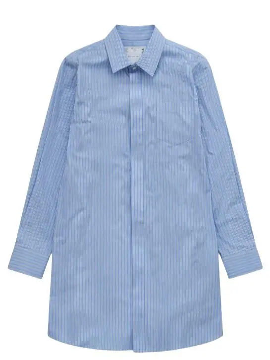 Sacai Long Sleeve Shirt Dress - Light Blue