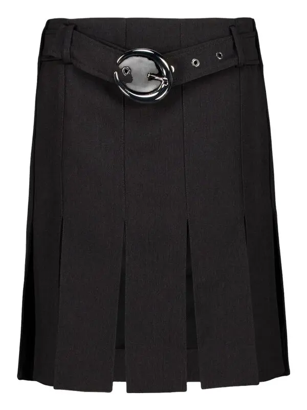 Rabanne Belted Pleated Midi Skirt - Grey